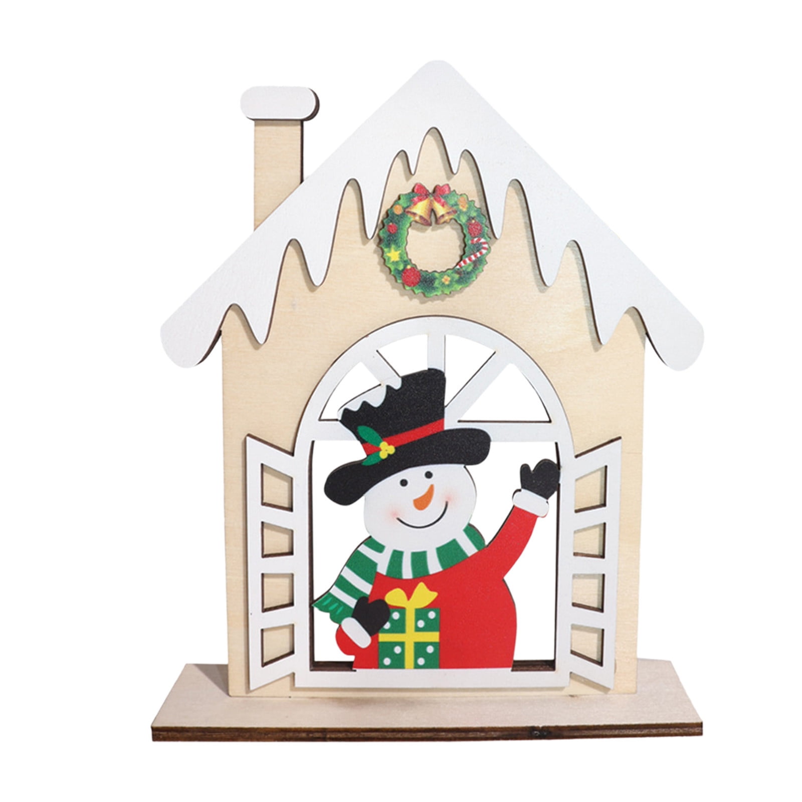 B Christmas Wooden House Desktop Decor, High Grade Wood Tabletop ...