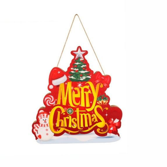 B Christmas Wooden Led Decor Wall Hanging Sign With Light Up Feature ...