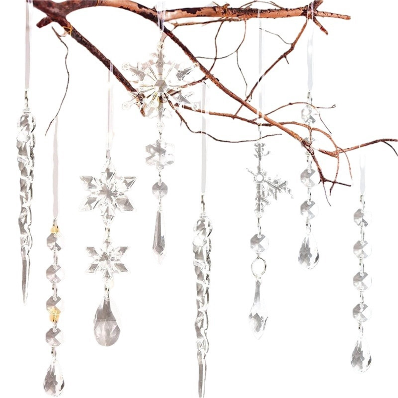 B Clear Acrylic Christmas Snowflake Icicles Hanging Drop ...