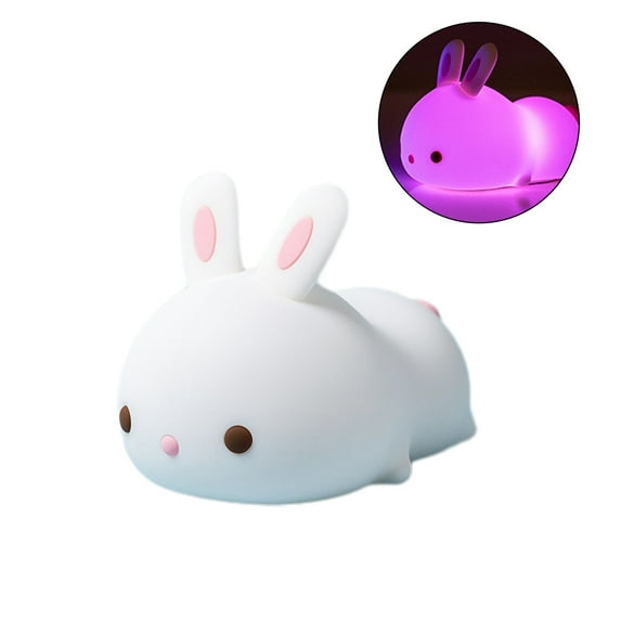 B Color-Changing Silicone Rabbit Night Light With Tap Control Features ...