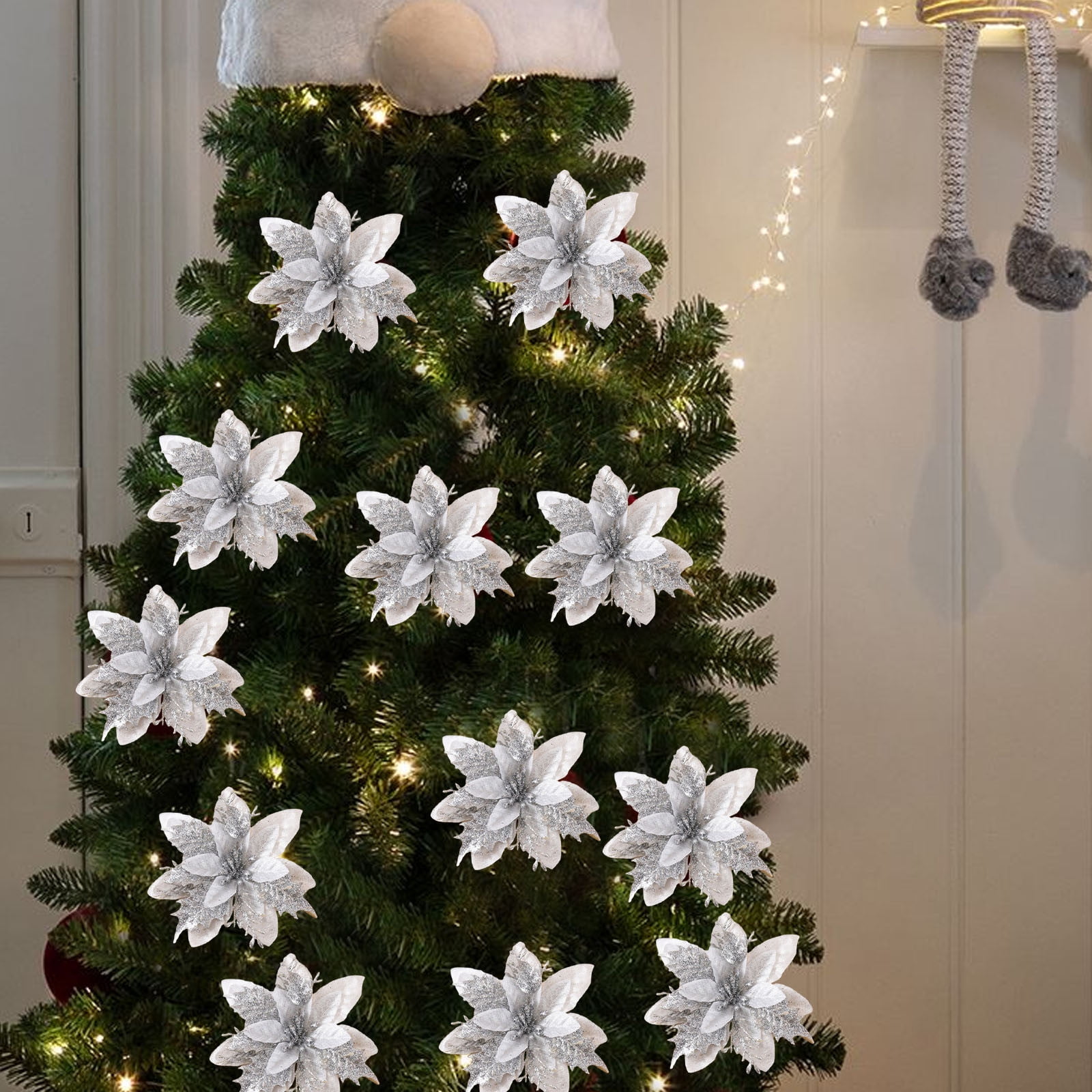 B Colorful Festive Artificial Flowers For Tree Wreath And Garland Decor ...