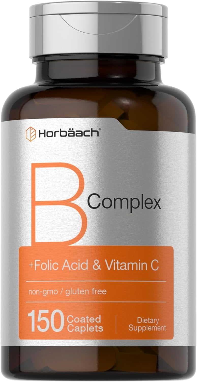B-Complex | 150 Caplets | plus Folic Acid & Vitamin C | Non-GMO ...