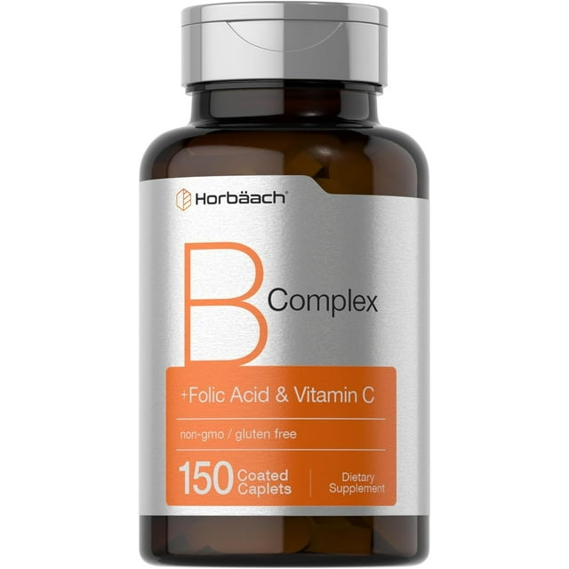 B-Complex | 150 Caplets | plus Folic Acid & Vitamin C | Non-GMO ...