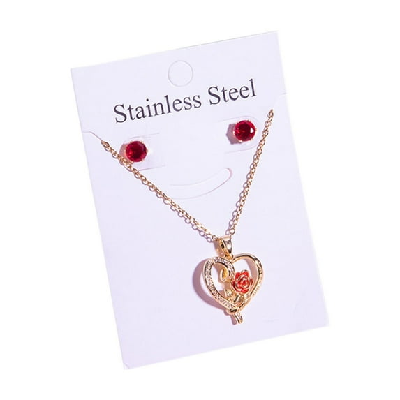 B Copper Necklace And Earrings Set, Sweet Light Luxury Design, Delicate ...