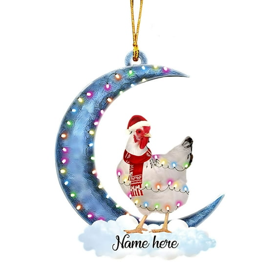 B Cute Chicken Coop Farm Acrylic Christmas Tree Ornament With 2D Flat ...