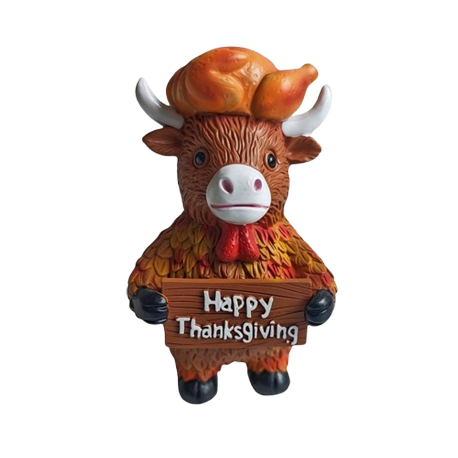 B Cute Cow And Turkey Thanksgiving Resin Figurine With Maple Leaves And ...