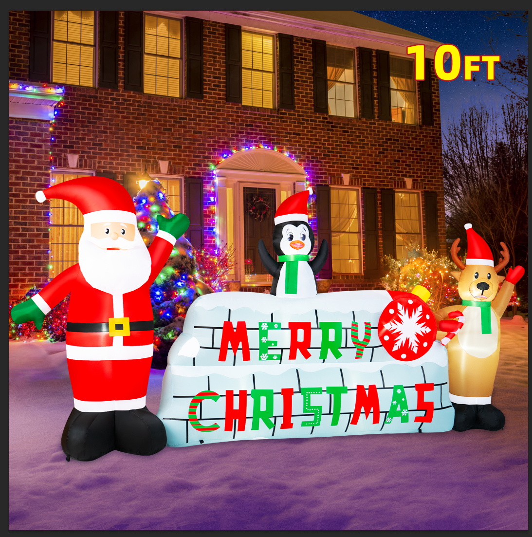 B&D 10ft Christmas Inflatables Outdoor Decorations New Santa Claus ...