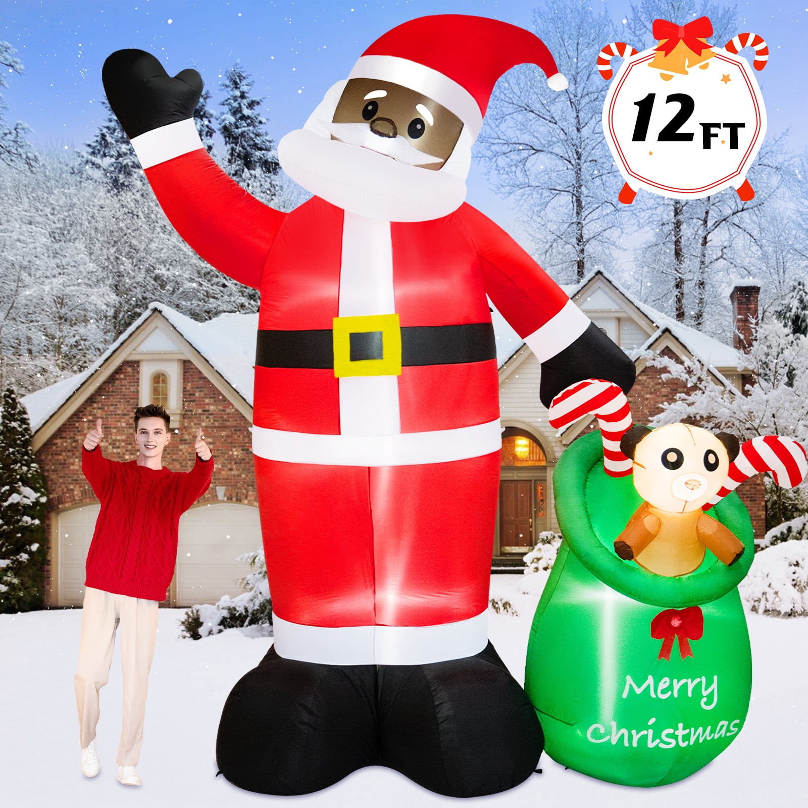 B&D 12ft Christmas Inflatables Outdoor Decorations New Giant Blow up ...