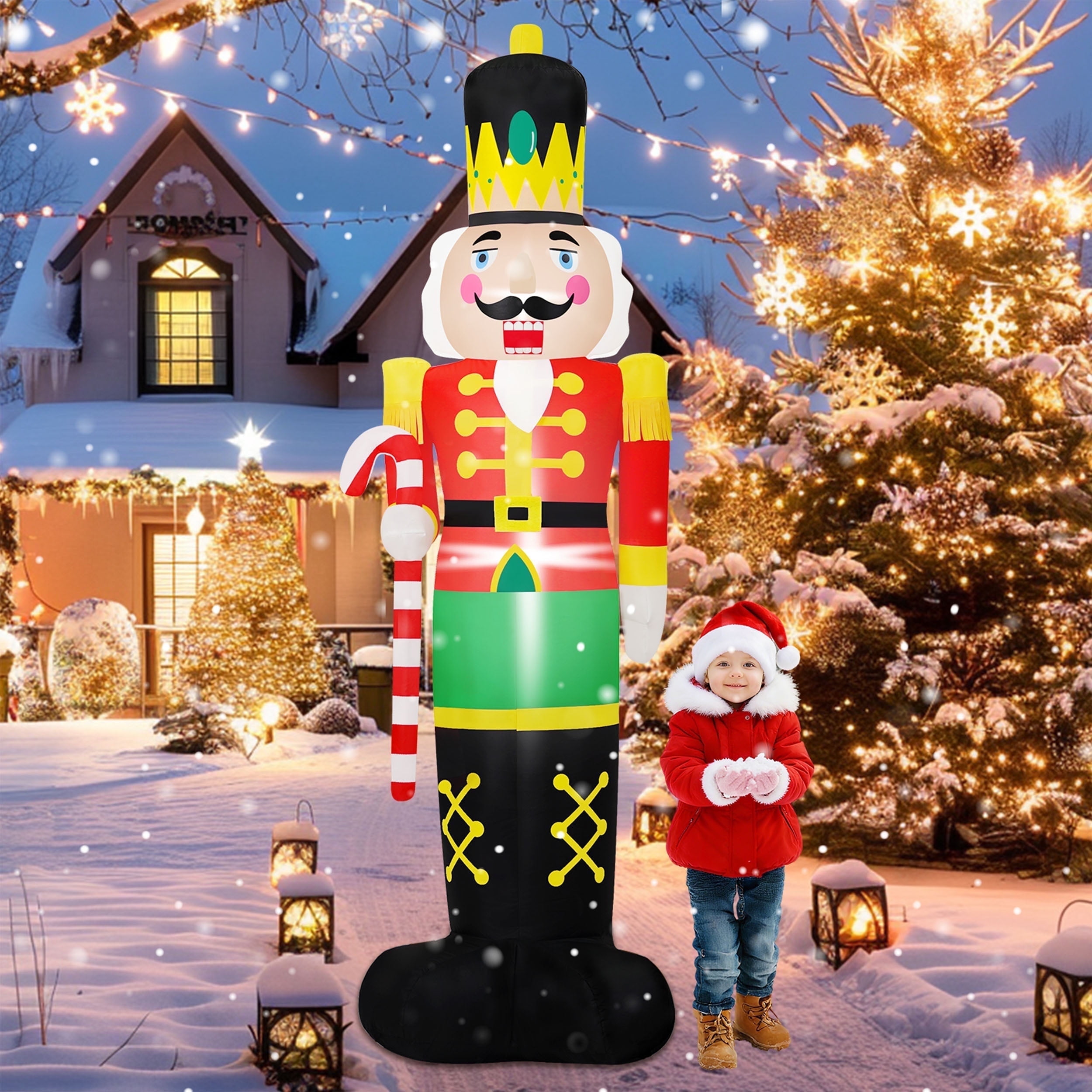 B&D 6FT Classic Nutcracker Soldier Inflatable with Candy Cane & Built ...