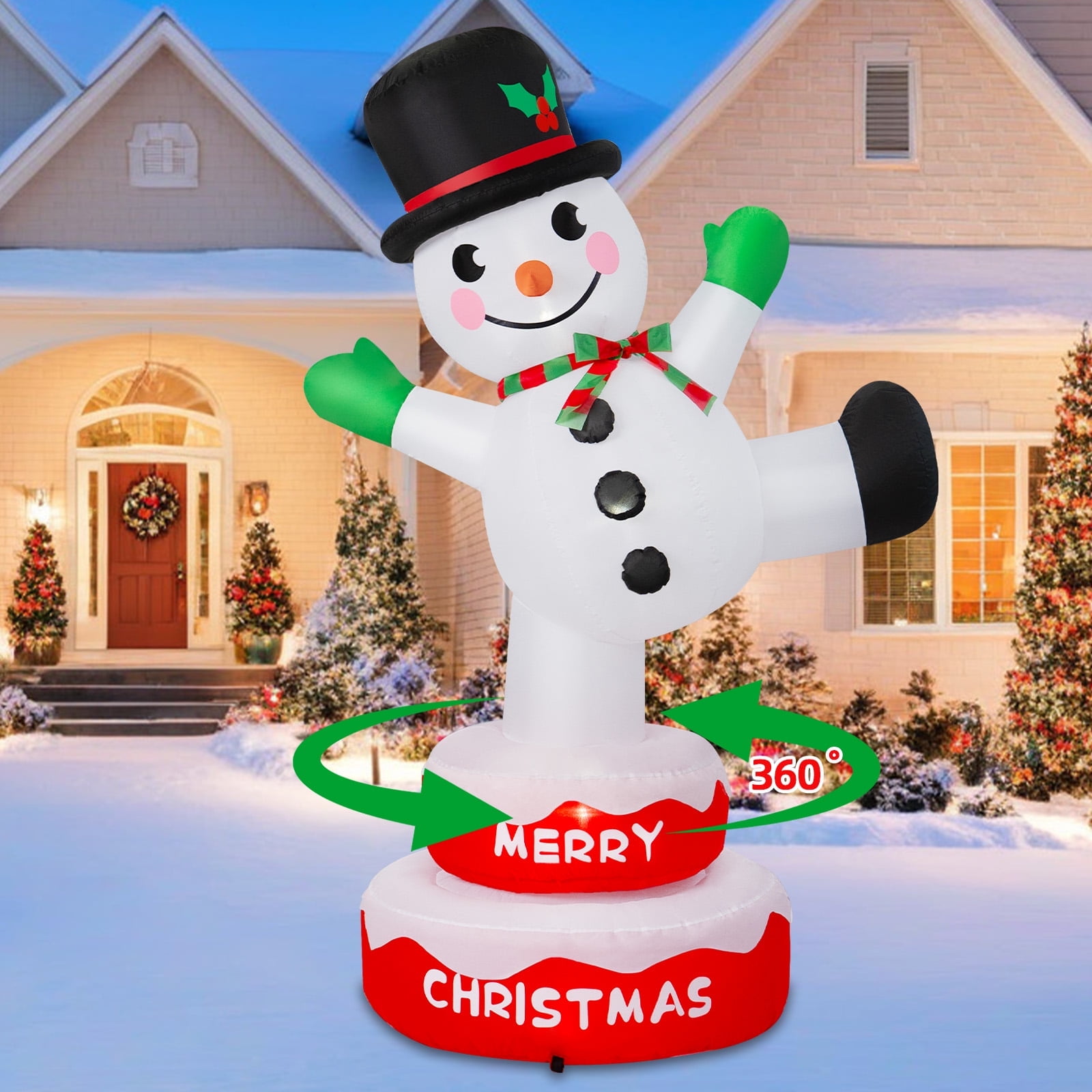 B&D 6ft Christmas Inflatable Rotating Snowman with LED Lights for ...