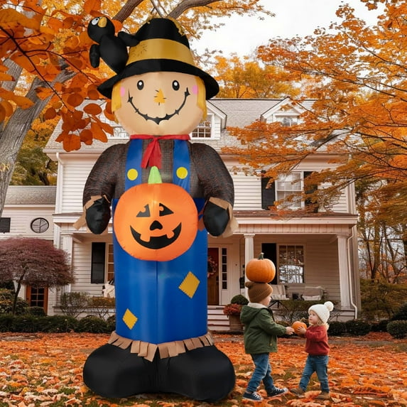 B&D 8FT Fall Inflatables Scarecrow Decorations, Harvest Scarecrow ...