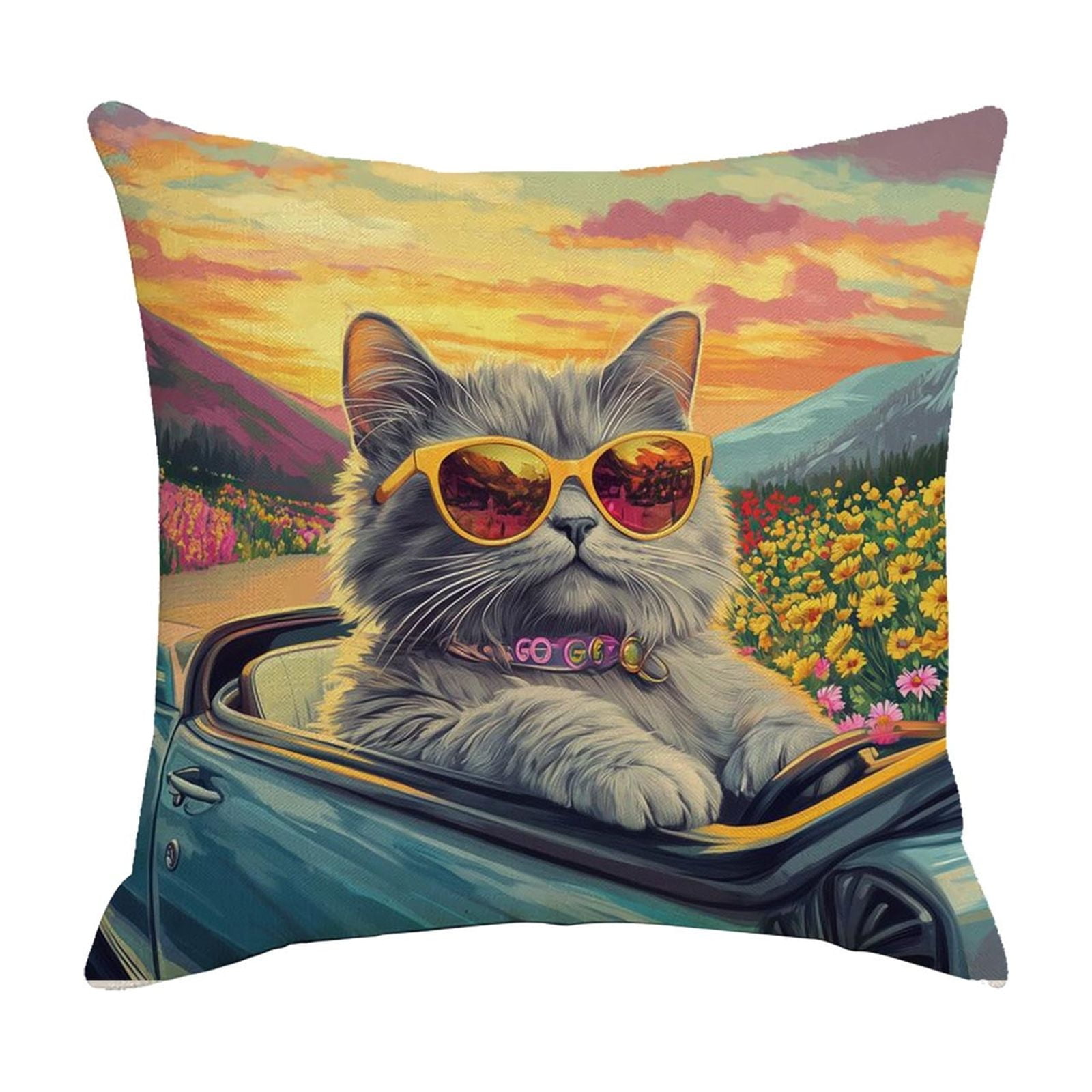 B Decorative Pillow Cover Linen Square Pillowcase With Invisible Zipper ...