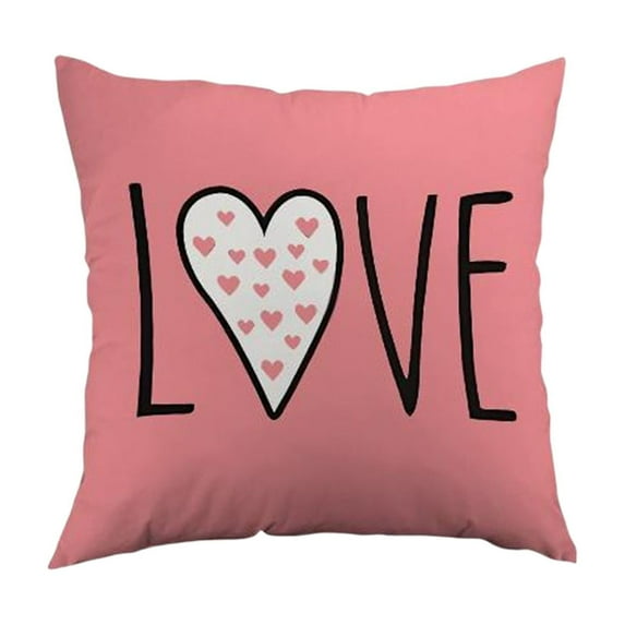 B Decorative Pillowcase Linen Fabric Heart Pattern Square Cover Design ...