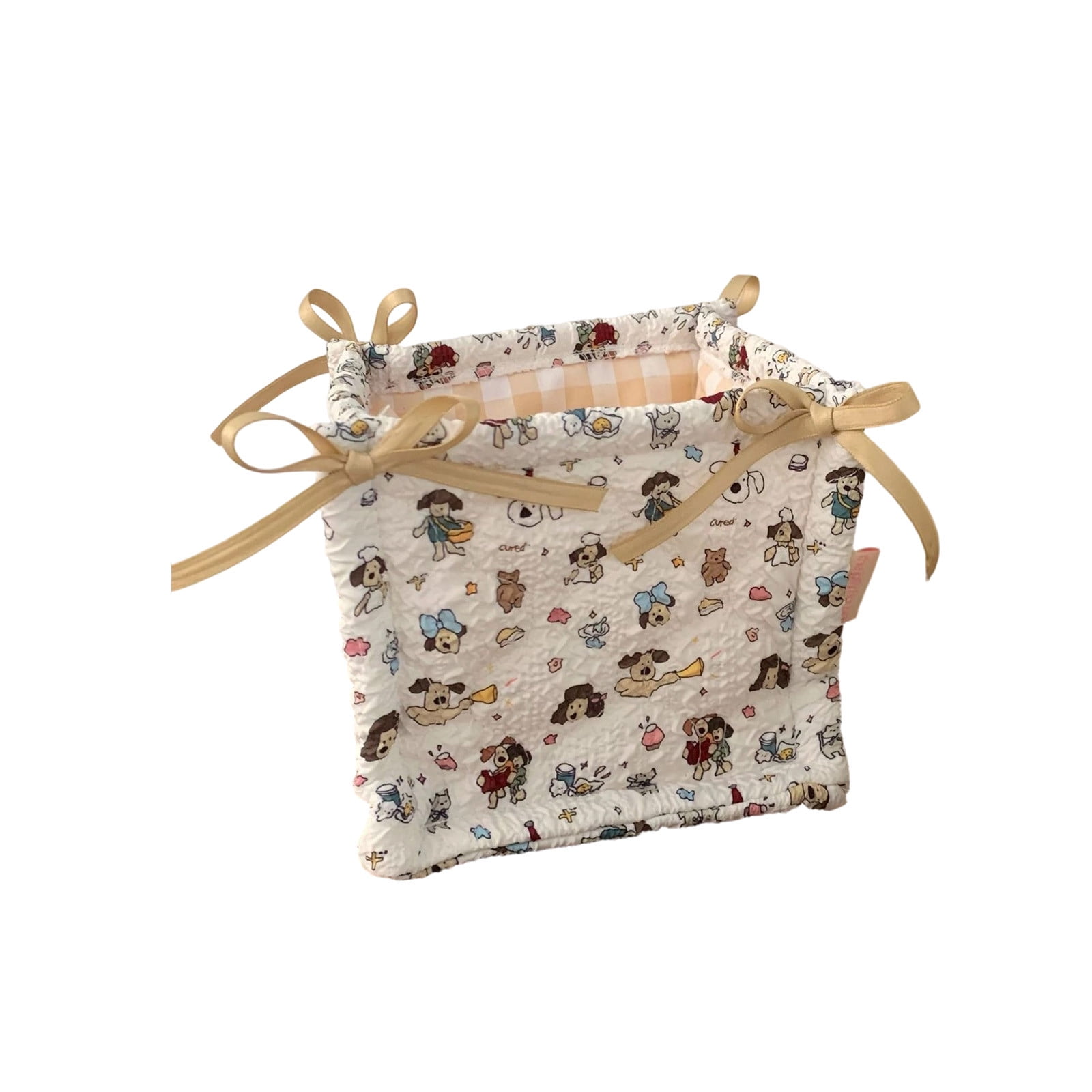 B Desktop Storage Basket Cotton Fabric Organizer Bin For Snacks ...