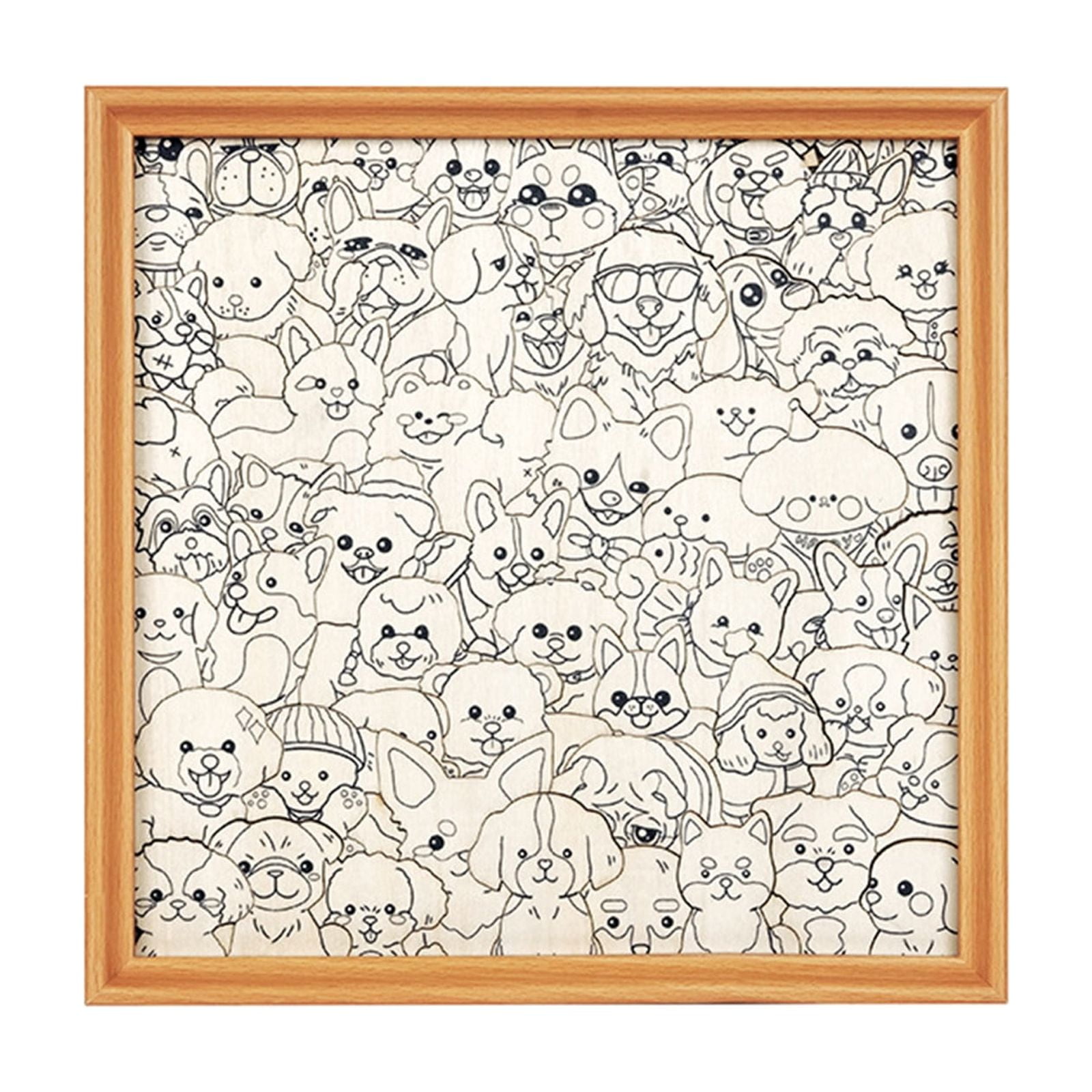 B Diy Wooden Jigsaw Puzzle Photo Frame With 24 Color Markers Hand ...