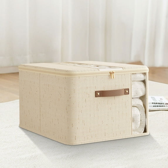 B Double Window Zipper Storage Box Fabric Organizer With Clear View For ...