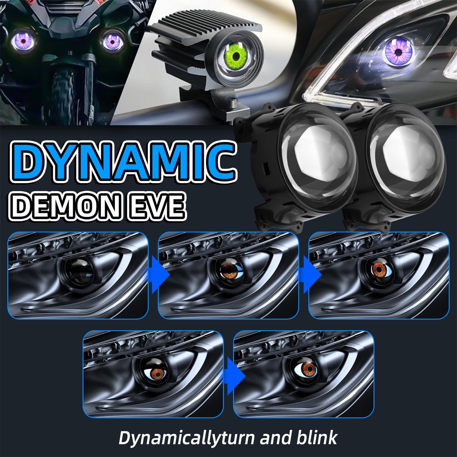 B Dynamic Led Automotive Lens Headlights Modified Eye Design For ...
