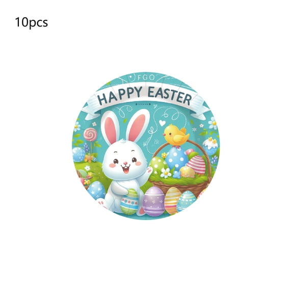 B Easter Disposable Dessert Plates 10 Pack 7 Inch Bunny Egg Paper ...