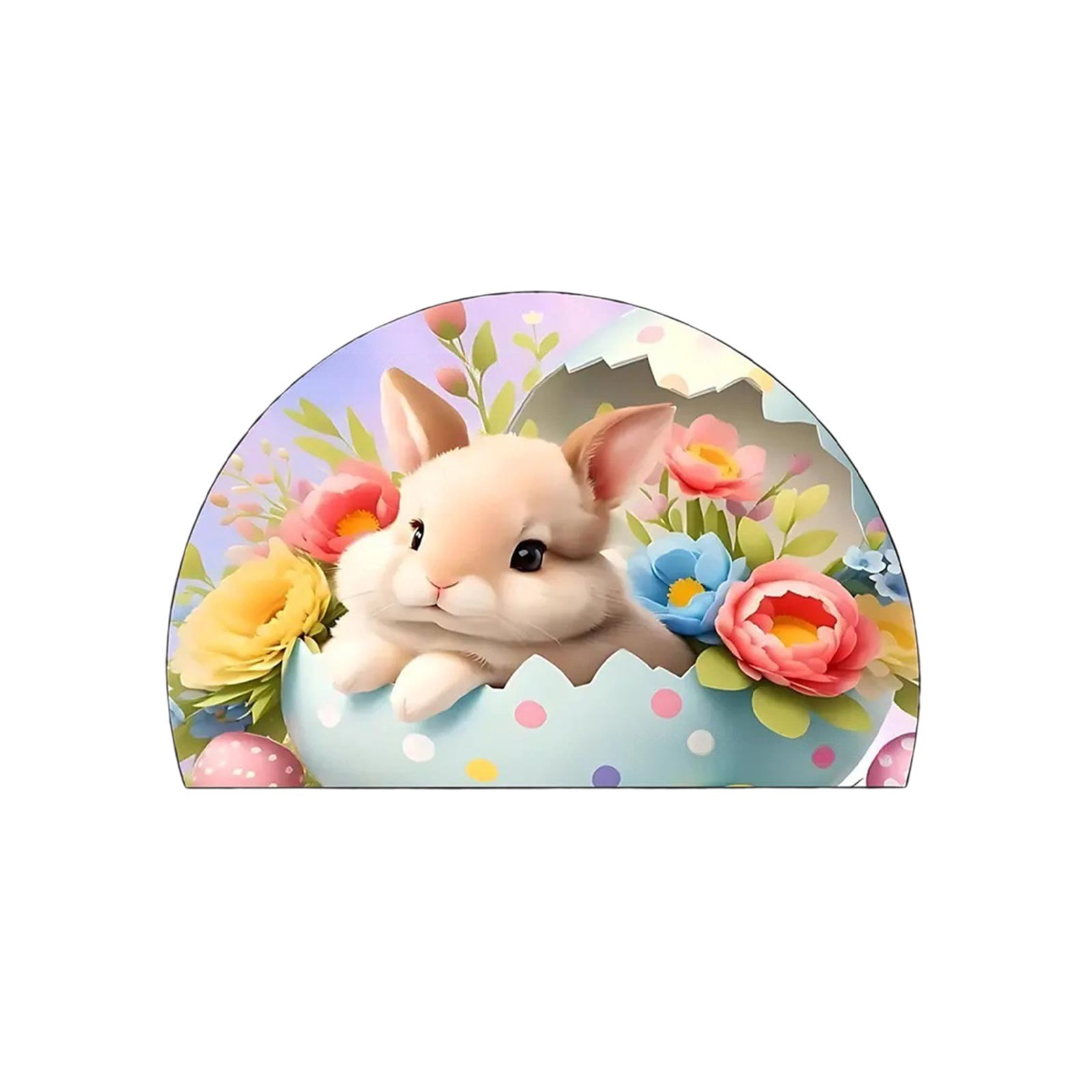 B Easter Door Mat Semicircle Non-Slip Floor Mat With Polyester Fiber ...