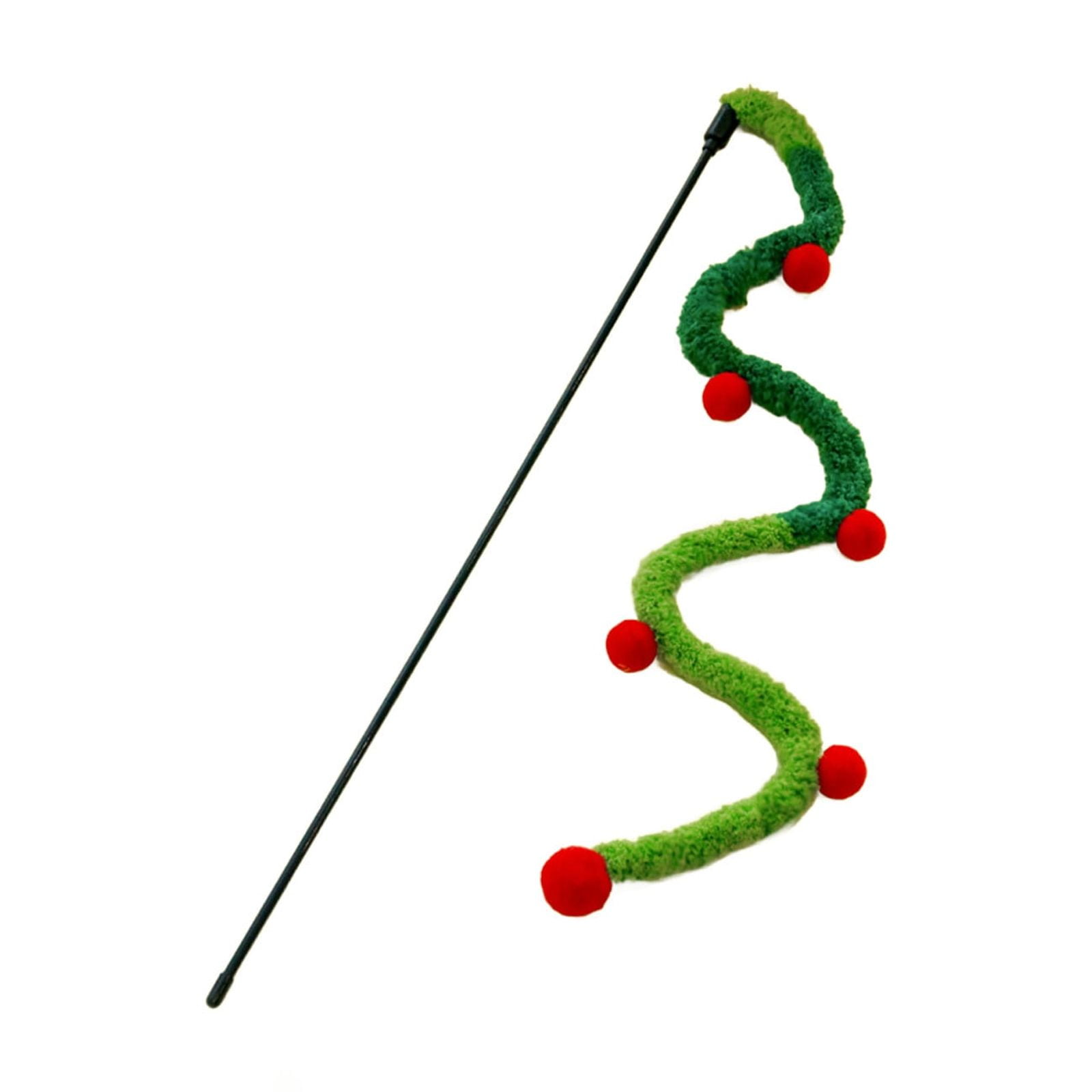 B Extra Long Plush Cat Teaser Wand Christmas Toy Tassel Pom Pom ...