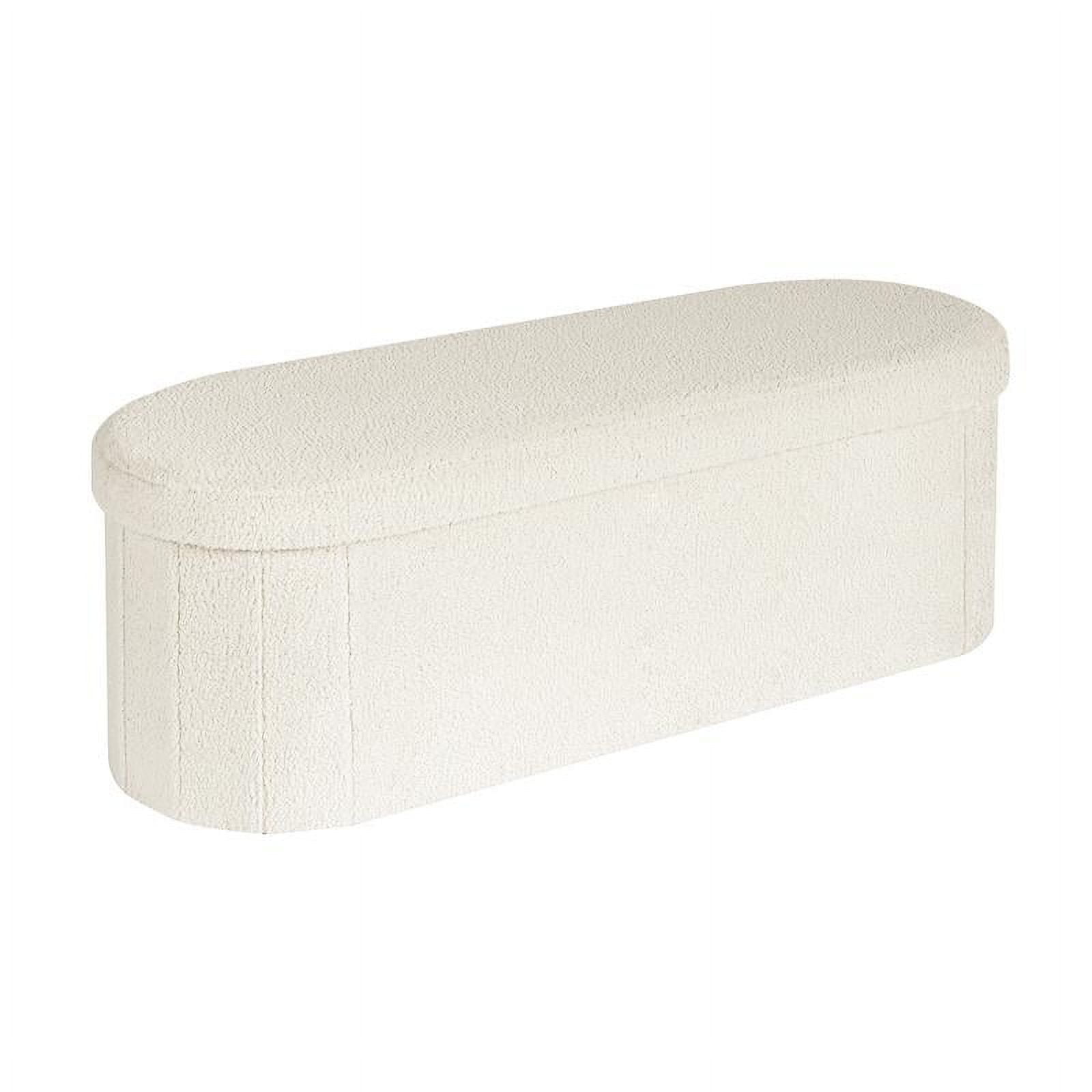 B FSOBEIIALEO Ottoman With Storage Bench, Boucle Footstool Oval, Sherpa ...