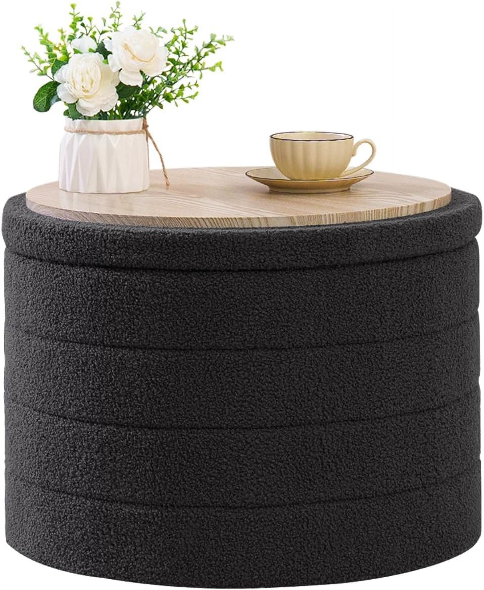 B FSOBEIIALEO Ottoman with Stroage, Round Sherpa Storage Ottoman Stool ...