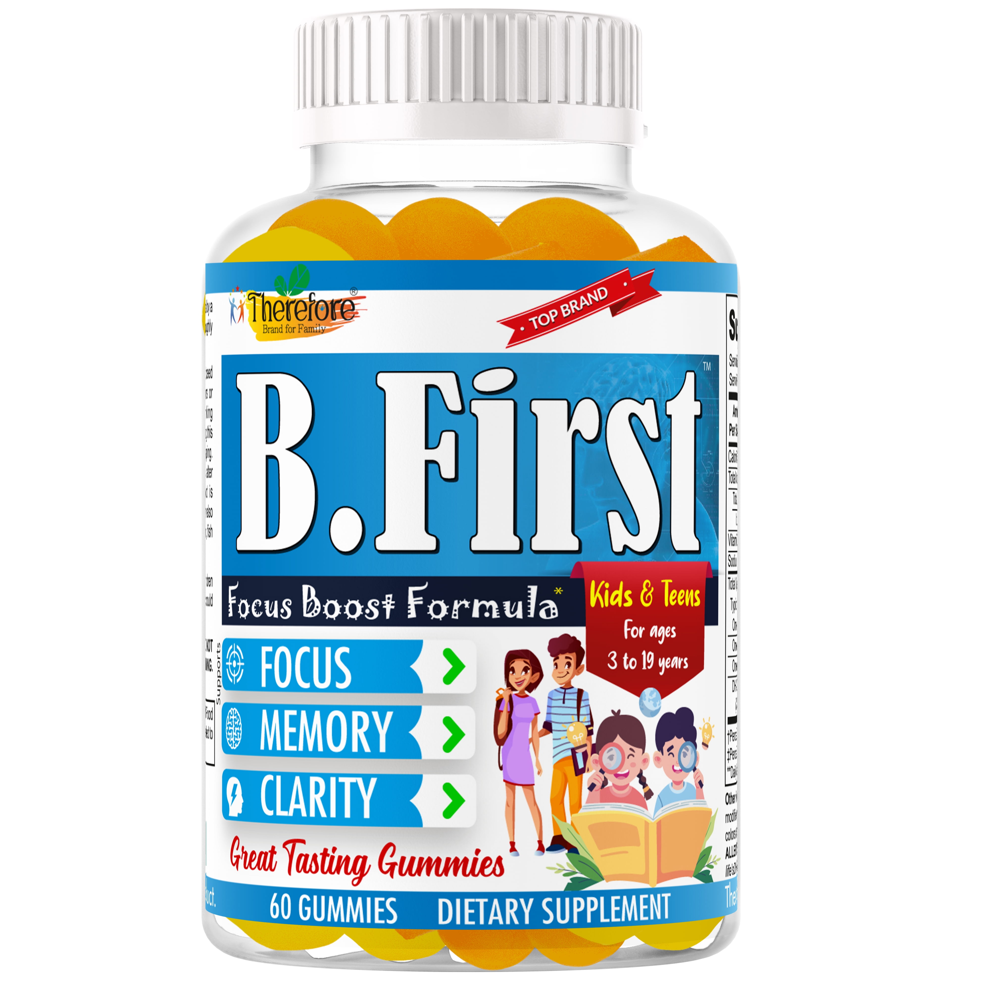 B.First Plus Kids Brain Focus Supplement with EPA DHA & Omega 3 6 9 ...