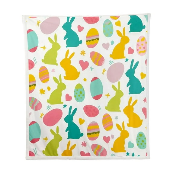 B Flannel Blanket Classic Easter Egg Bunny Blanket 29.52X39.3 Inches ...