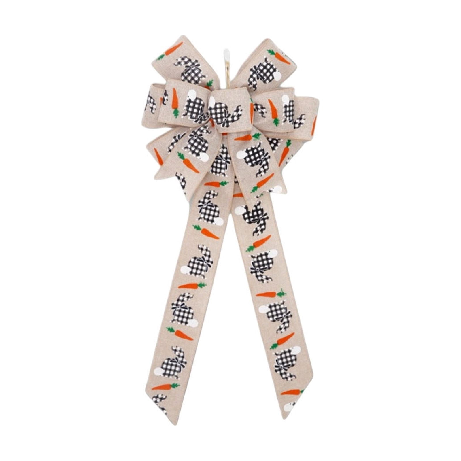 B Flannel Bow Ornament With Rabbit And Carrot Print Design For Easter ...