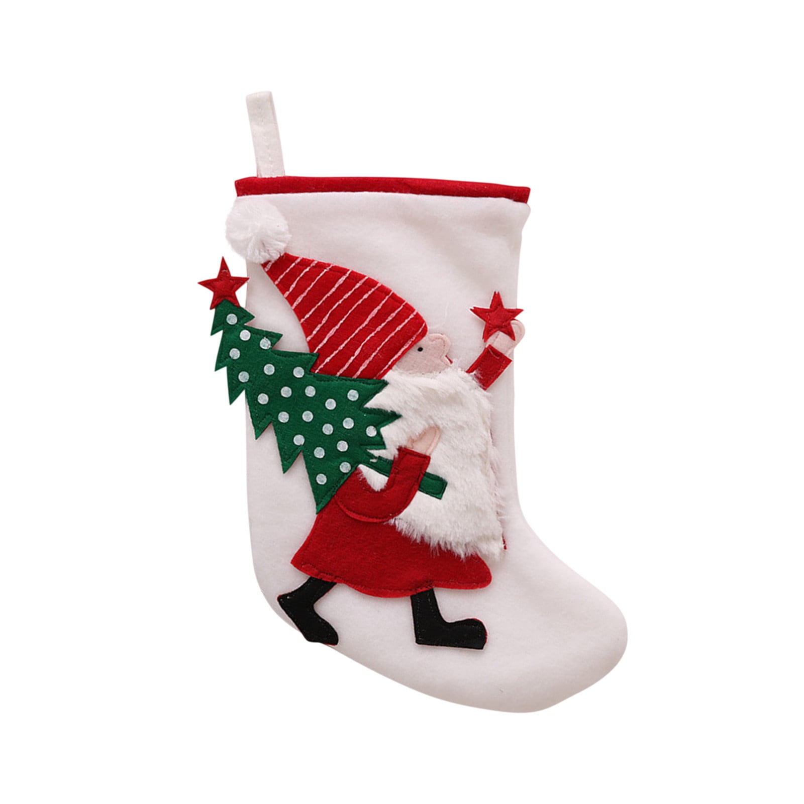 B Flannel Christmas Stocking With Santa Design, Large Decorative Sock ...