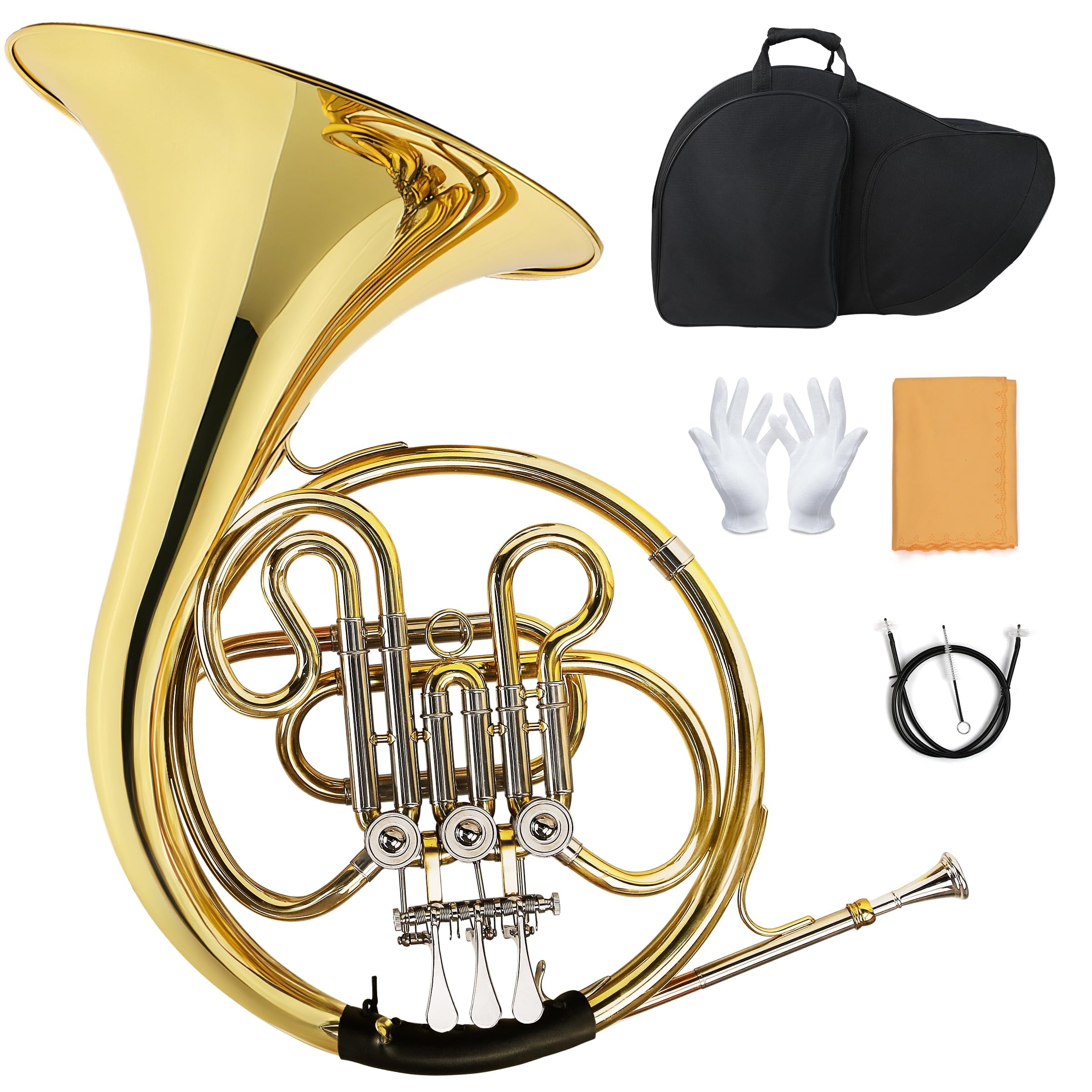 B Flat French Horn, 3-Key Brass Lacquered Gold horn, Suitable for ...