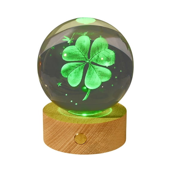 B Four-Leaf Clover Crystal Night Light With Charging Luminous Base ...