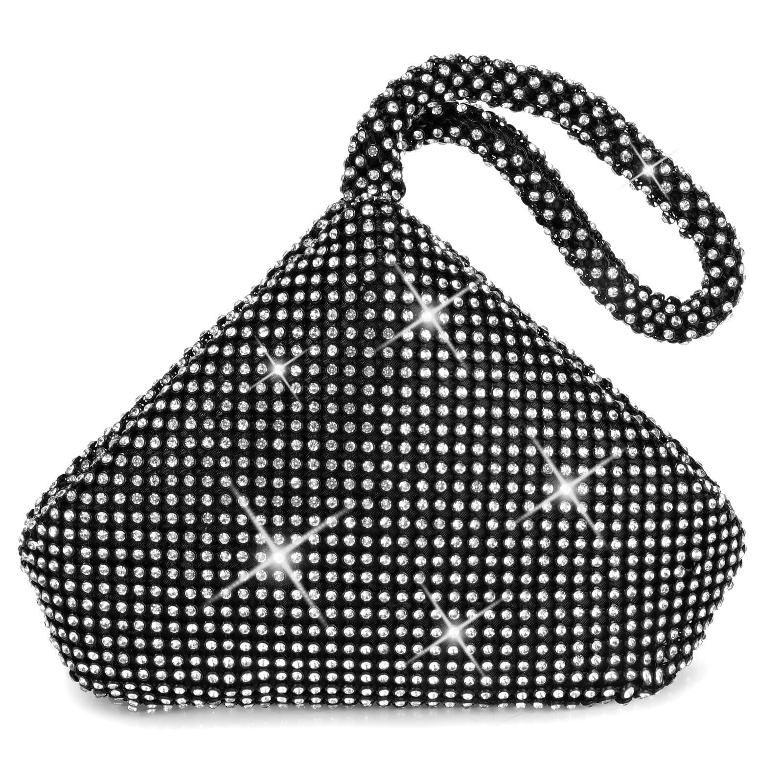 B Full Rhinestones Bucket Bag for Women Fashion Shoulder Bag Purses ...