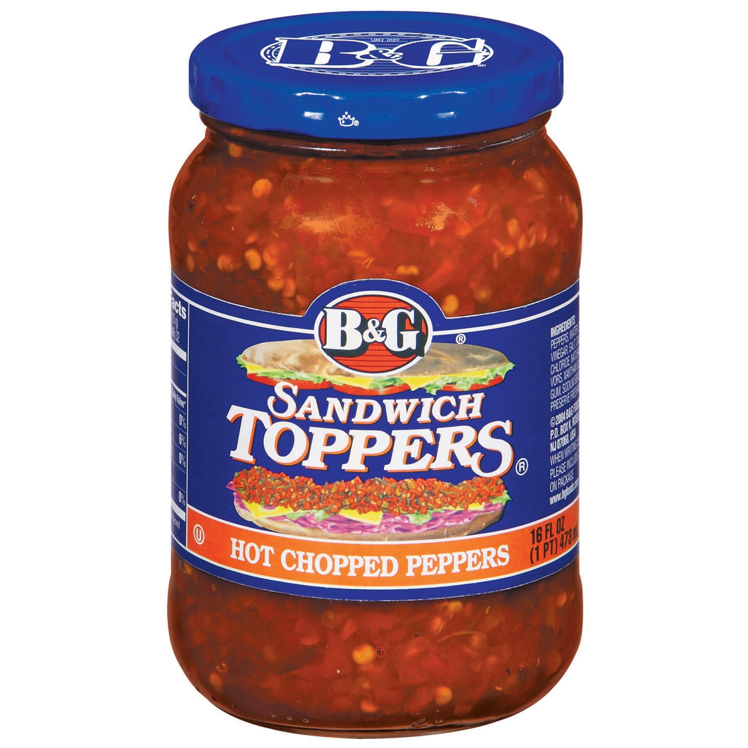 B&G Peppers Hot Chopped Sandwich Toppers 16 Oz Jar - Walmart.com