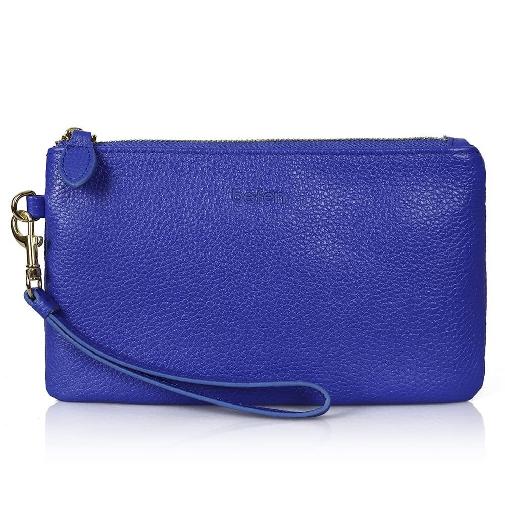 B Genuine Leather White Wristlet Clutch Cell Phone Wallet Purse for ...