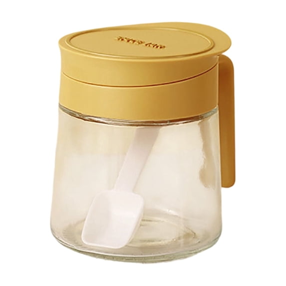 B Glass Flip-Top Seasoning Jar With Spoon Kitchen Condiment Bottle ...