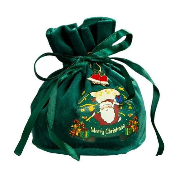 B Green Christmas Velvet Gift Bag For Small Presents And Candy Holiday ...