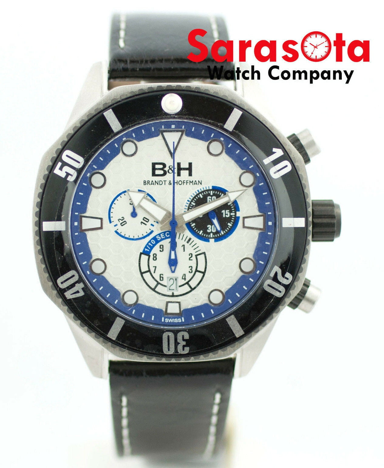 B&H Brandt & Hoffman 14060 Dunbar Chronograph Swiss Quartz Leather Men's Watch - Walmart.com