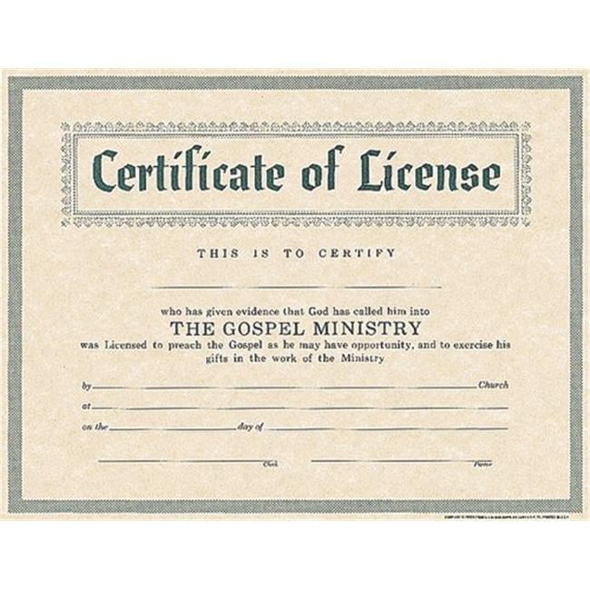 B & H Publishing 5.5 x 3.5 in. Certificate License Minister - Pack of 6 ...