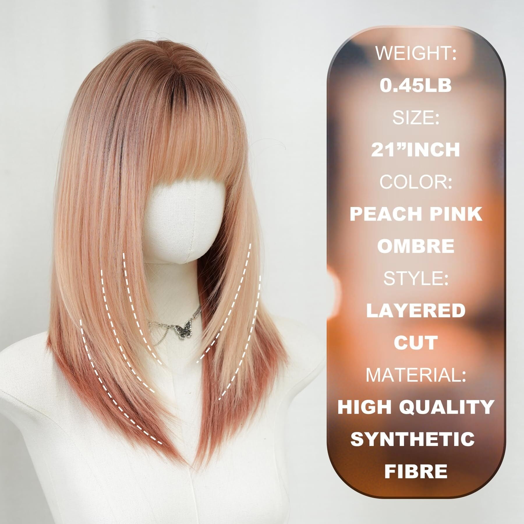 B Hair Dye Wig for Women Synthetic Hair Natural Long Straight Wig With ...