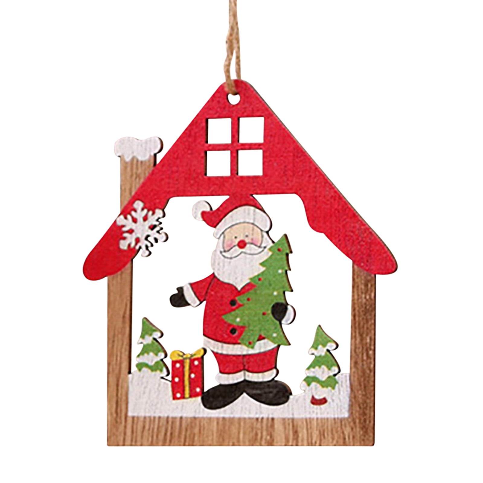 B Handmade Wooden Christmas Pendant With Snowman And Santa Motifs ...