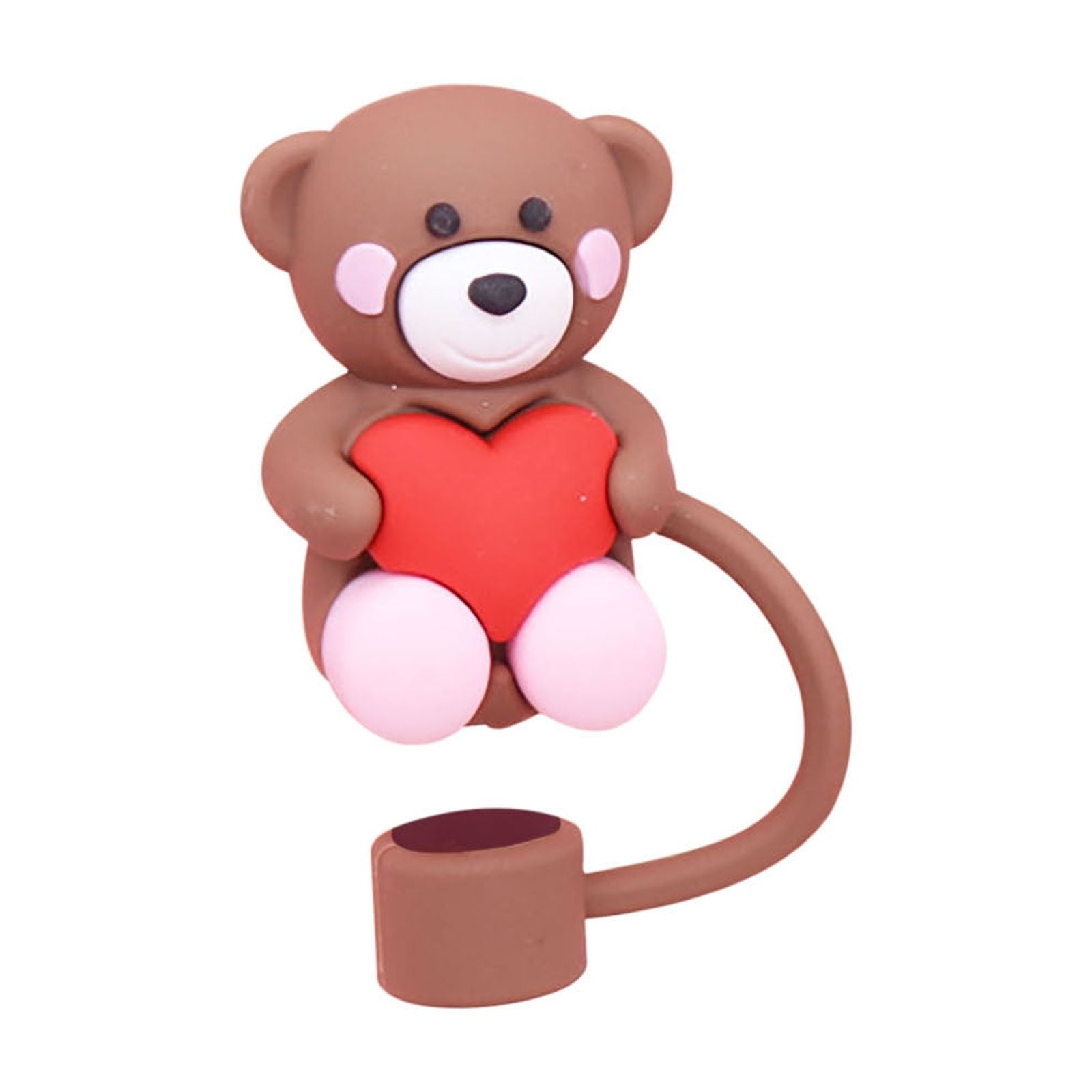 B Heart Shaped Straw Cover Straw Stopper Silicone Leak Proof Dust Proof ...