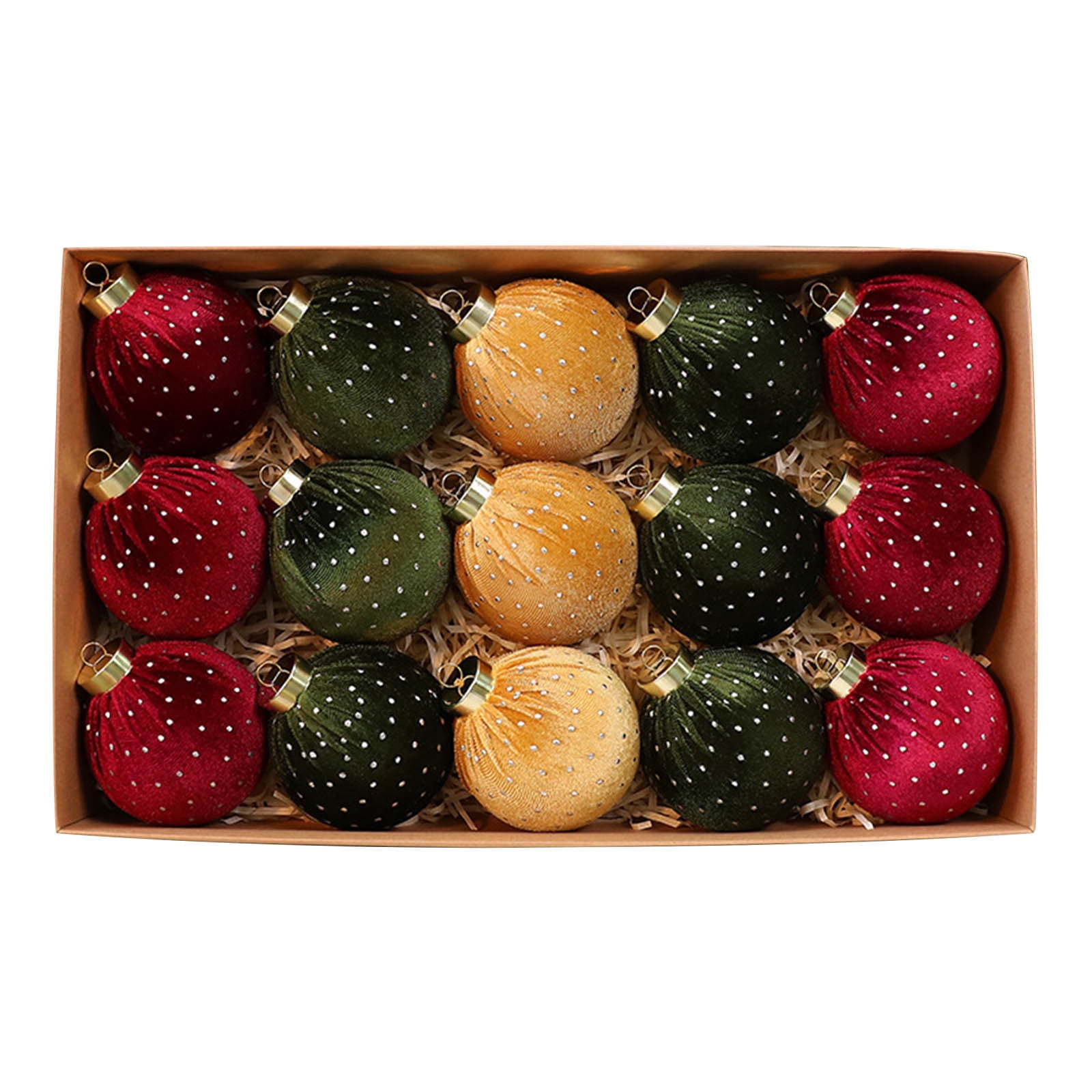 B Holiday Decor Set 15 Pcs Velvet Christmas Ball Ornaments Fabric ...