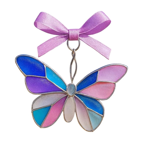 B Holiday Ornament Pendant With Metal Wire Design, Blue Ribbon And ...