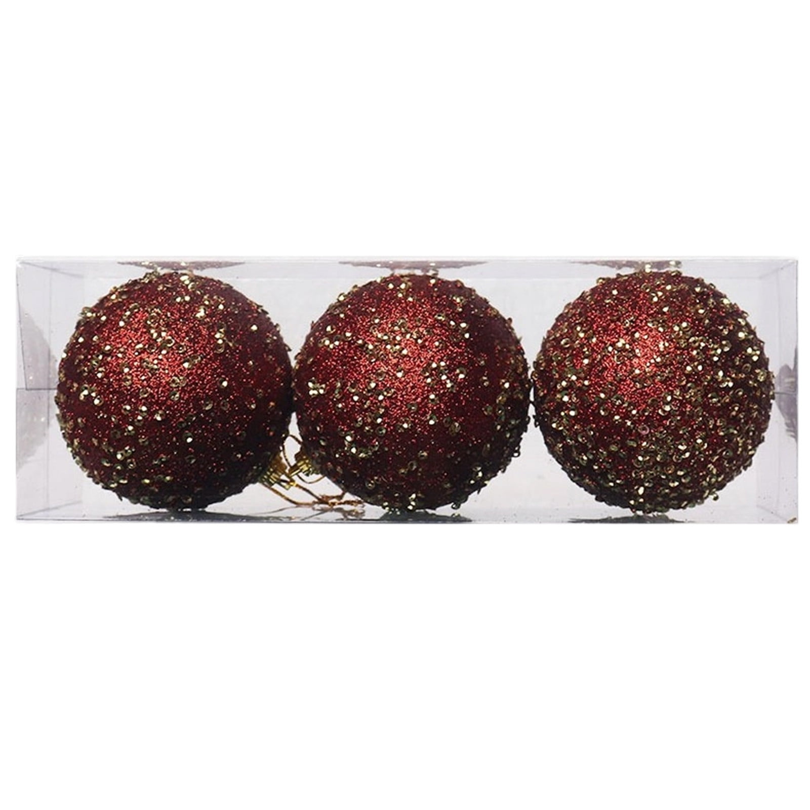 B Holiday Themed Glitter Christmas Ball Ornaments Set Of 3 For Tree ...