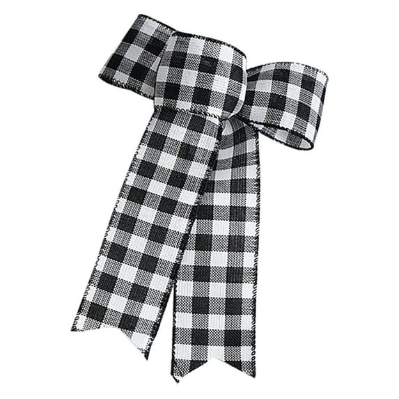 B Holiday Tree Bow Pendant For Christmas Black White Check 5 Loop ...