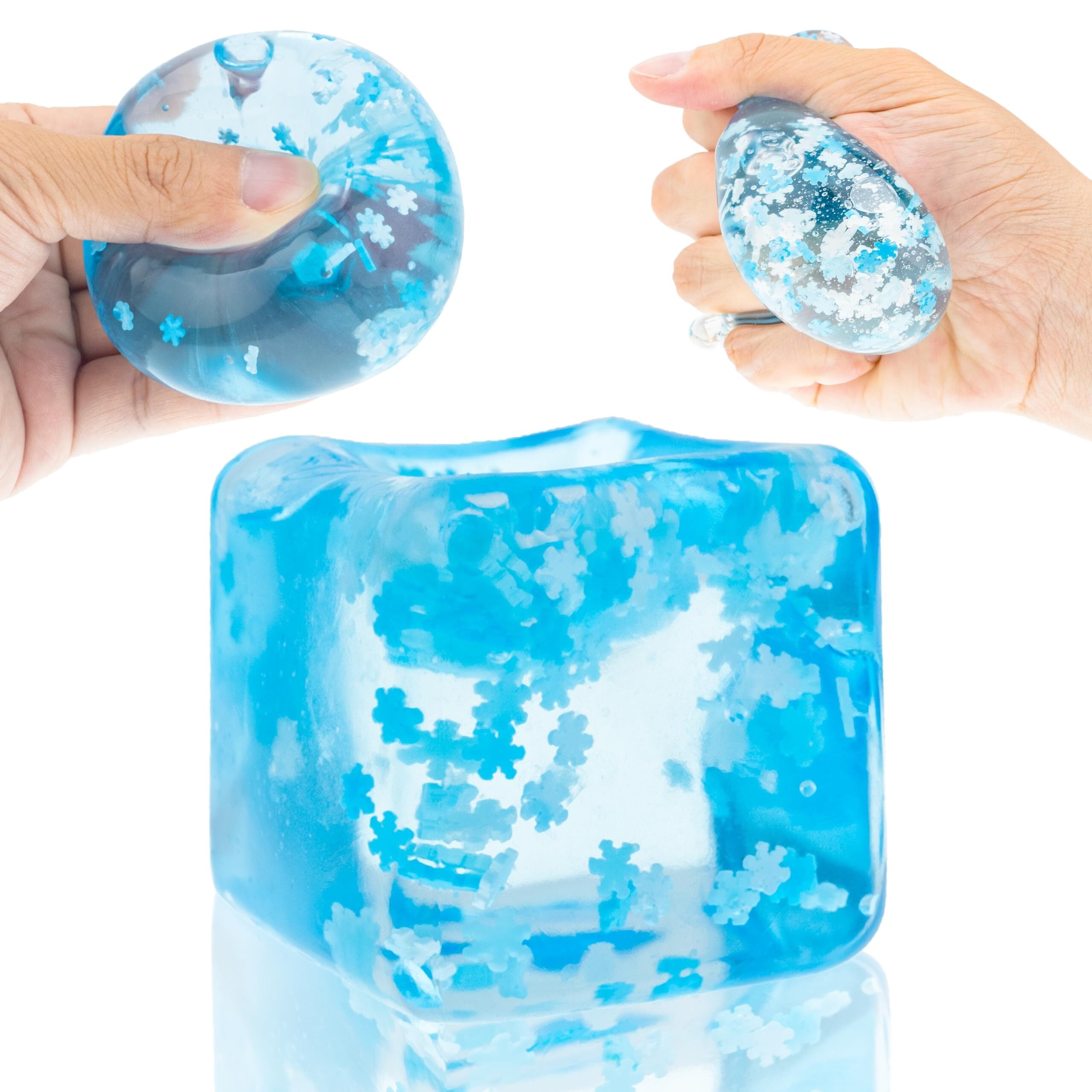 B Ice Cube Squishy Toys TPR Transparent Ice Block Squishy Fidget Toys ...