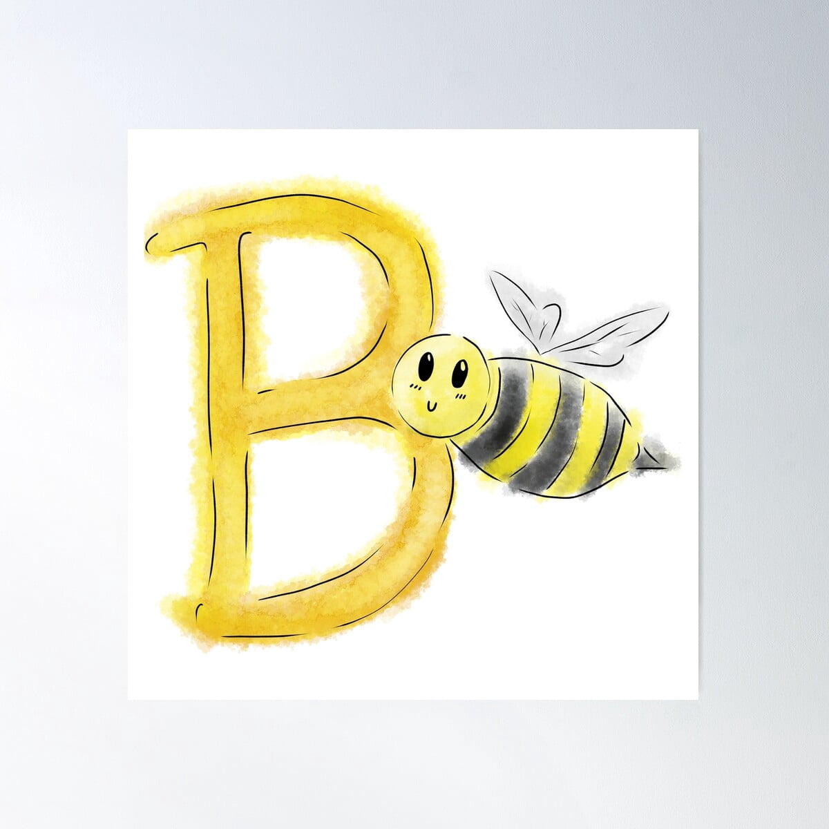 B Is For...Bee Poster Wall Art, Modern Wall Decor For Living Room ...