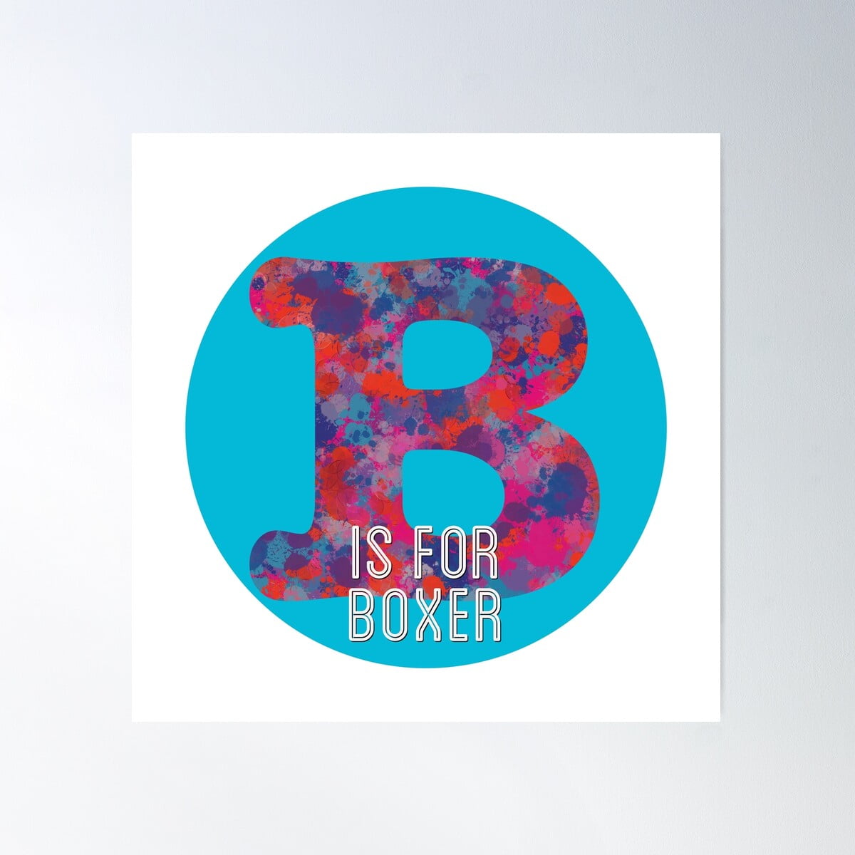B Is For Boxer Dog Alphabet Red And Blue Monogram Poster Wall Art ...