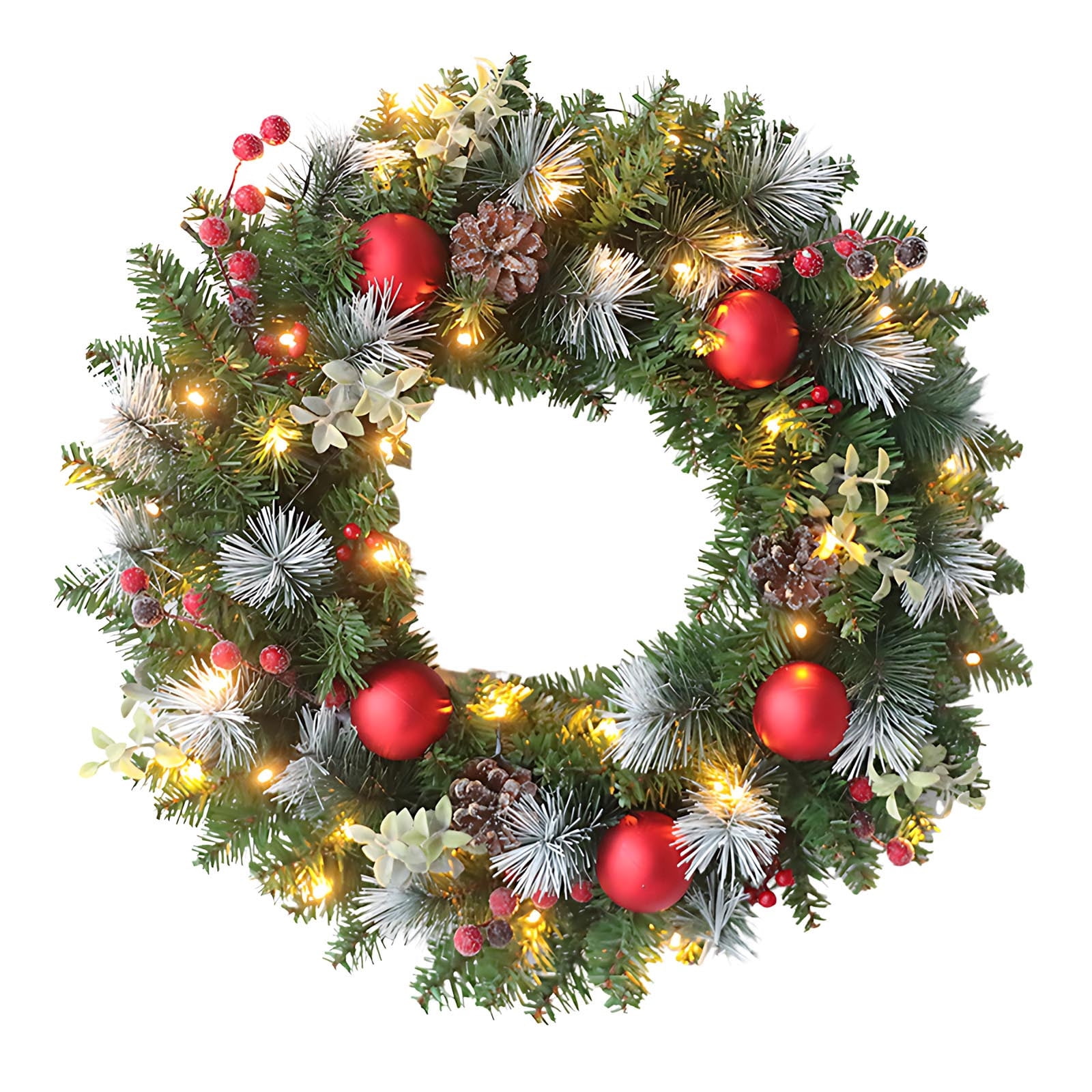 B Led Christmas Garland With Simulated First Snow Effect 40In Pvc Vines ...